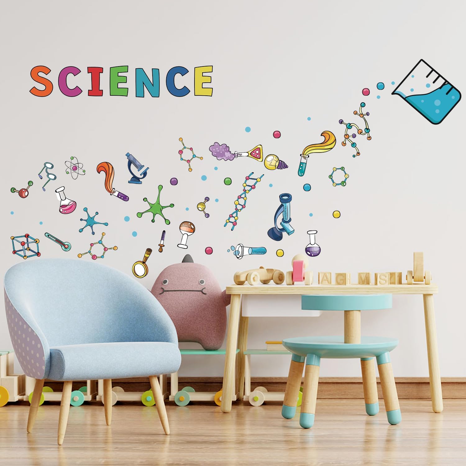 Amazon.com: LHIUEM 56pcs Biology Lab Backdrop Wall Stickers Colorful ...