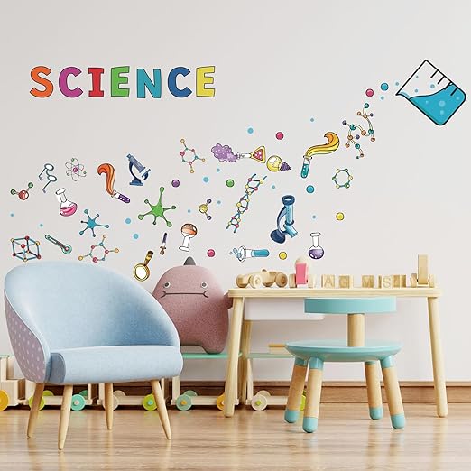 Amazon.com: LHIUEM 56pcs Biology Lab Backdrop Wall Stickers Colorful ...