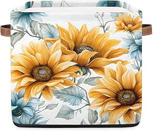 Amazon.com: Xiaoyanbd Storage Cubes 13 x 13 Inch Sunflower Fabric ...