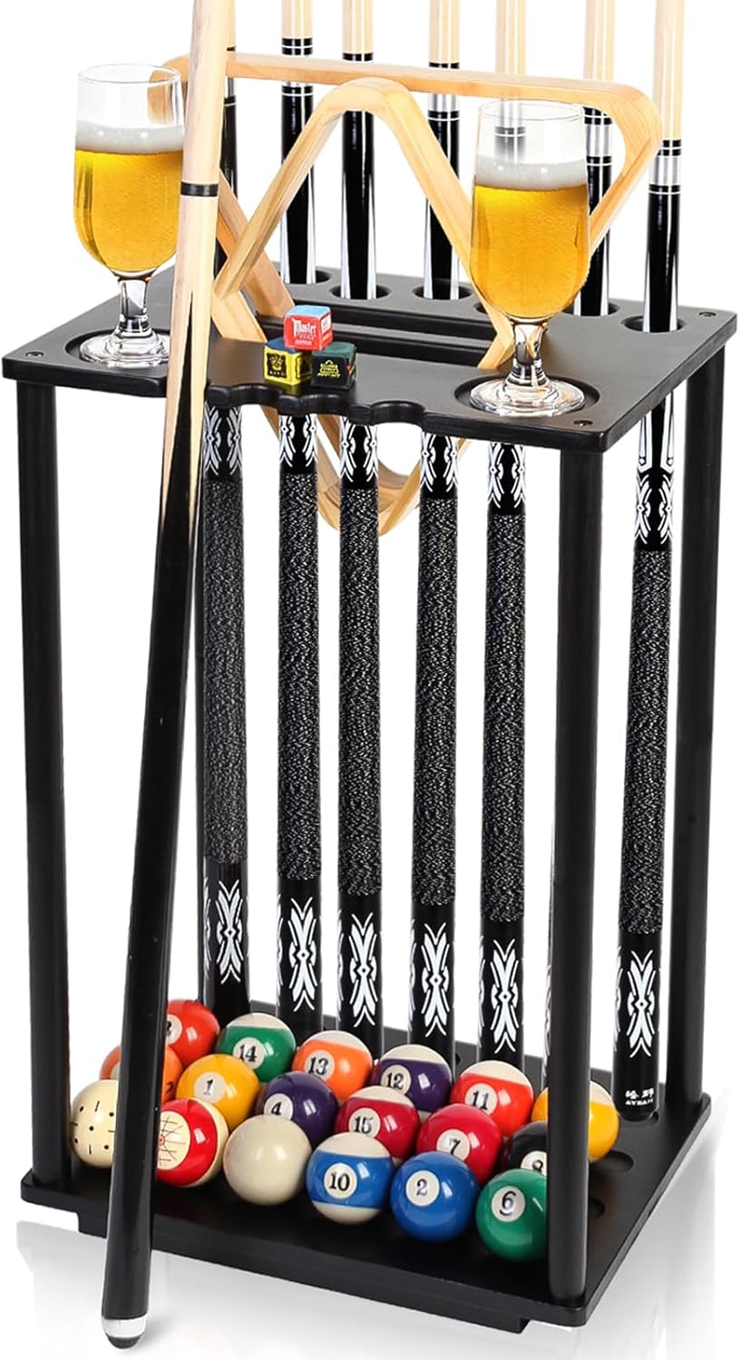 Amazon.com: Xnwouco Pool Stick Holder Floor Stand, Holds 7 Cues, 100% ...