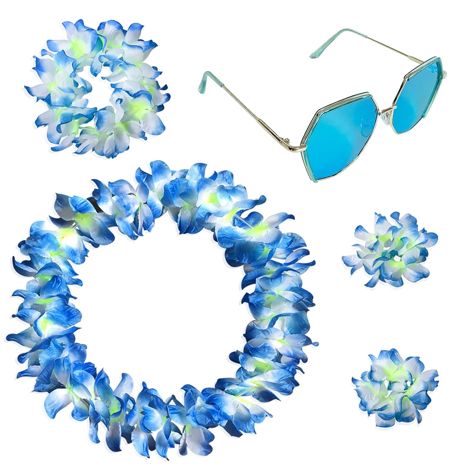 Amazon.com : 4 Pcs Hawaiian Leis Luau Tropical Headband Flower Crown ...