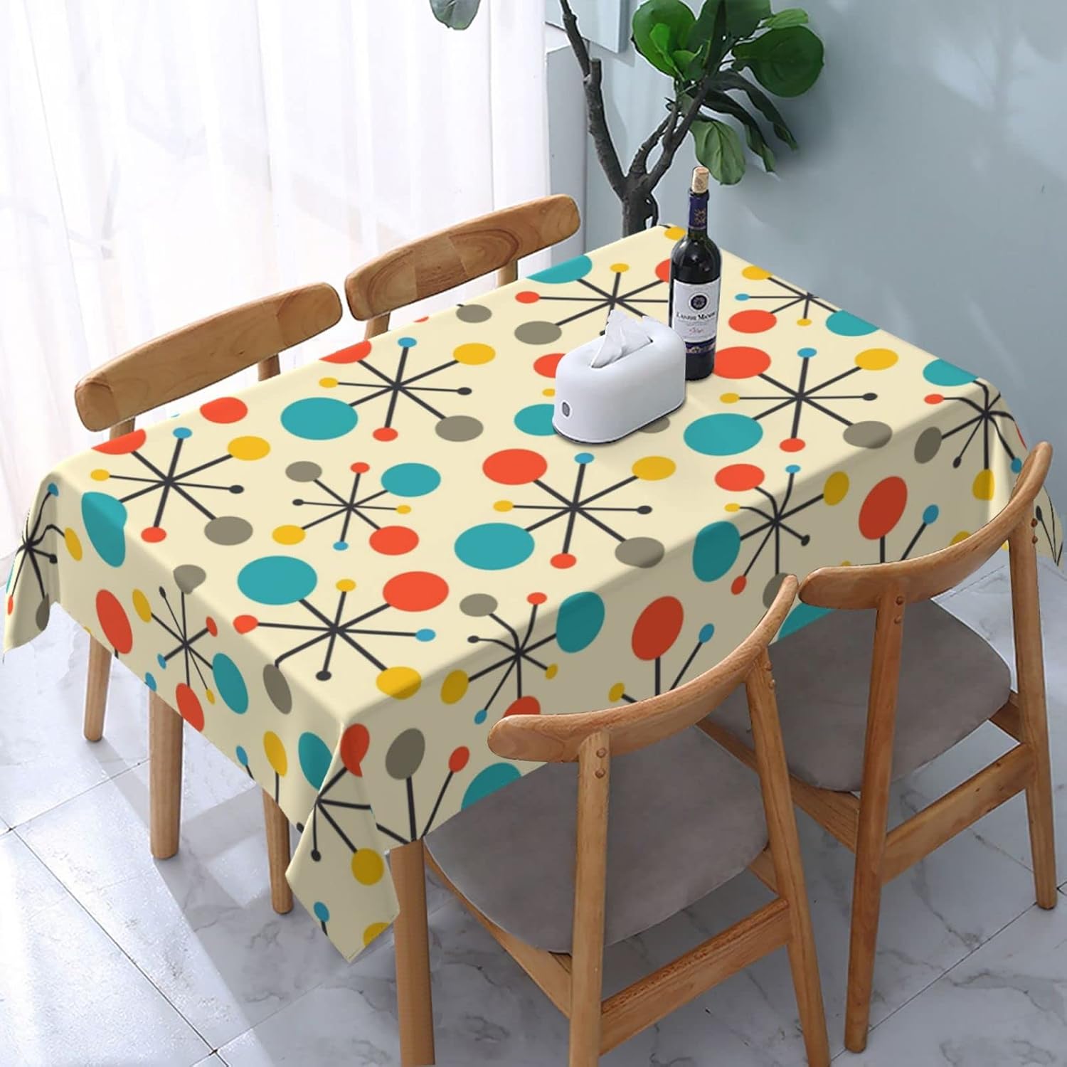 Amazon.com: Mid Century Fifties Modern Atomic Retro Colors Tablecloth ...