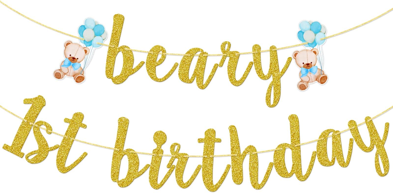 Amazon.com: My Beary 1st Birthday Banner for Teddy Bear First Birthday ...