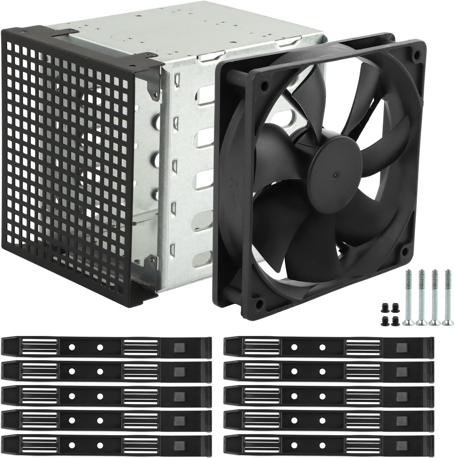 5.25inch to 5X 3.5 Hard Drive Cage with Cooling Fan, Stainless Steel ...