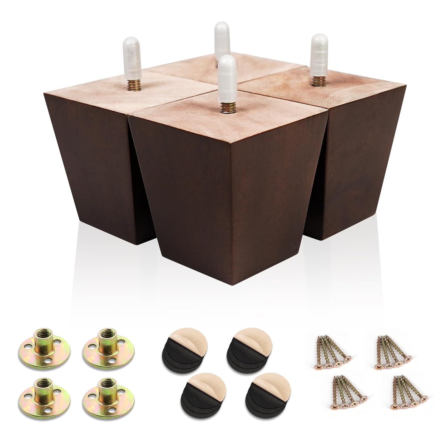 Furnilike Furniture Legs 3 Inch, 4 Pcs - Chocolate Brown Couch Legs ...