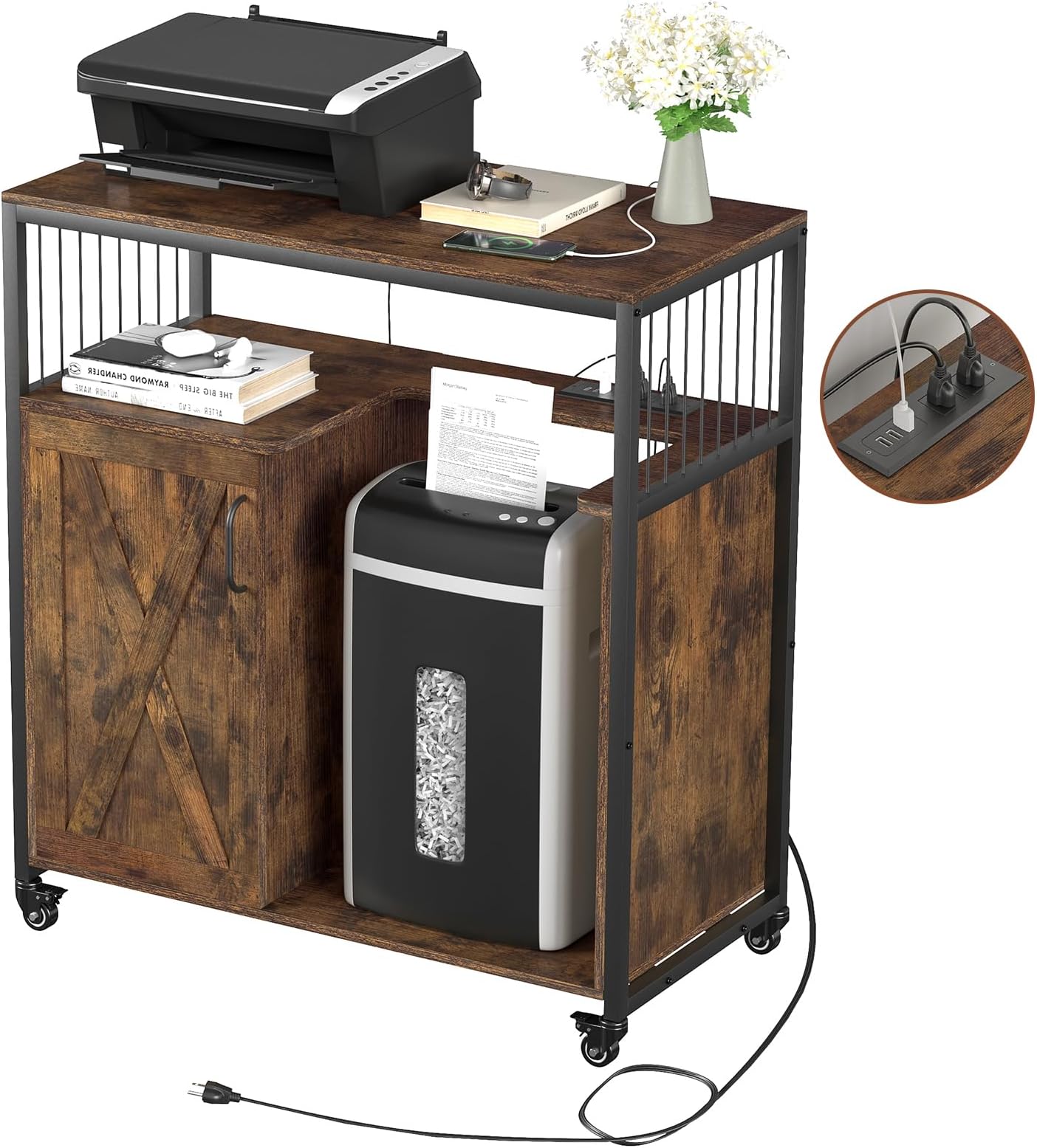 Amazon.com: YAOHUOO Printer Stand with Fabric Filing Cabinet Drawers ...