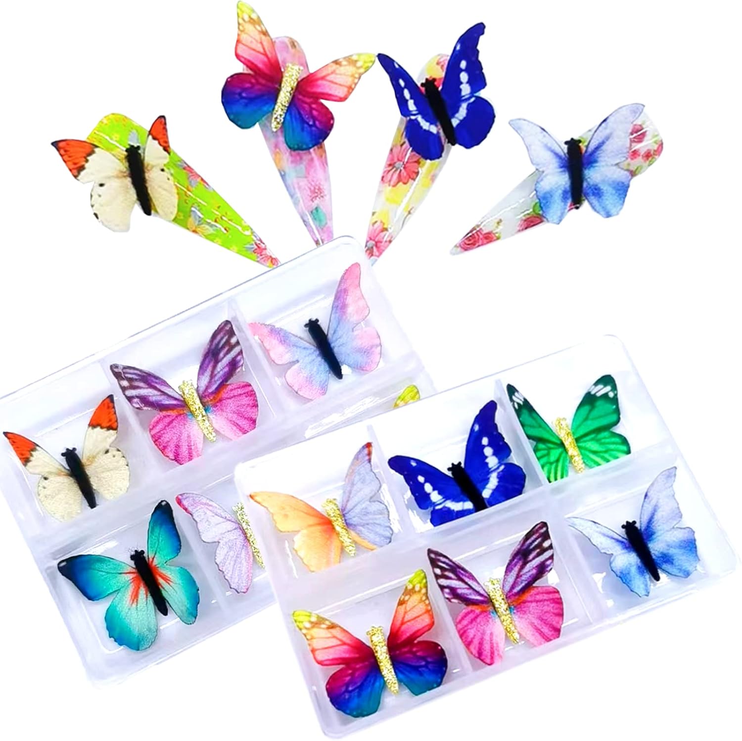 Amazon.com: 12 Pcs Magnetic Butterfly Nail Charms Detachable 3D ...