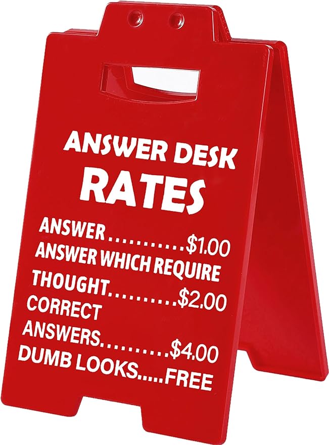 Amazon.com: Cool Work Gifts Funny Answer Desk Rates Desk Sign for Men ...