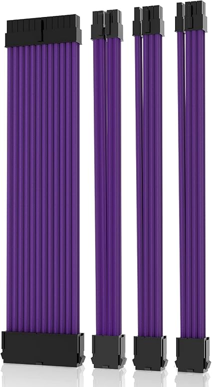 Asiahorse 18AWG Purple Sleeved Cable PSU Extension Cable Kit with 24 ...