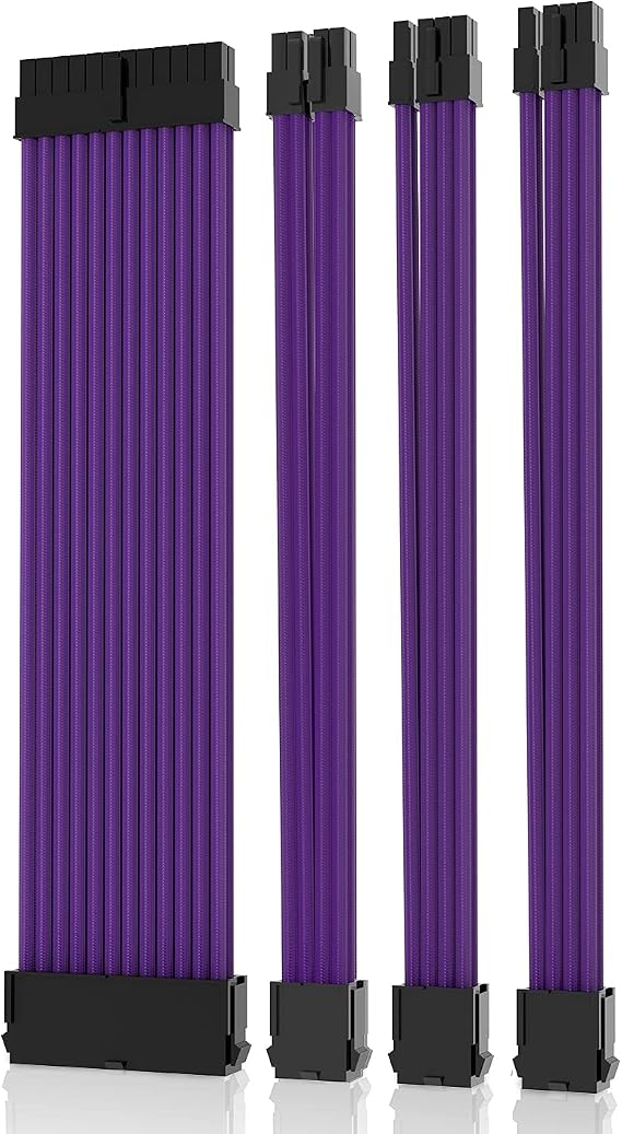 Asiahorse 18AWG Purple Sleeved Cable PSU Extension Cable Kit with 24 ...