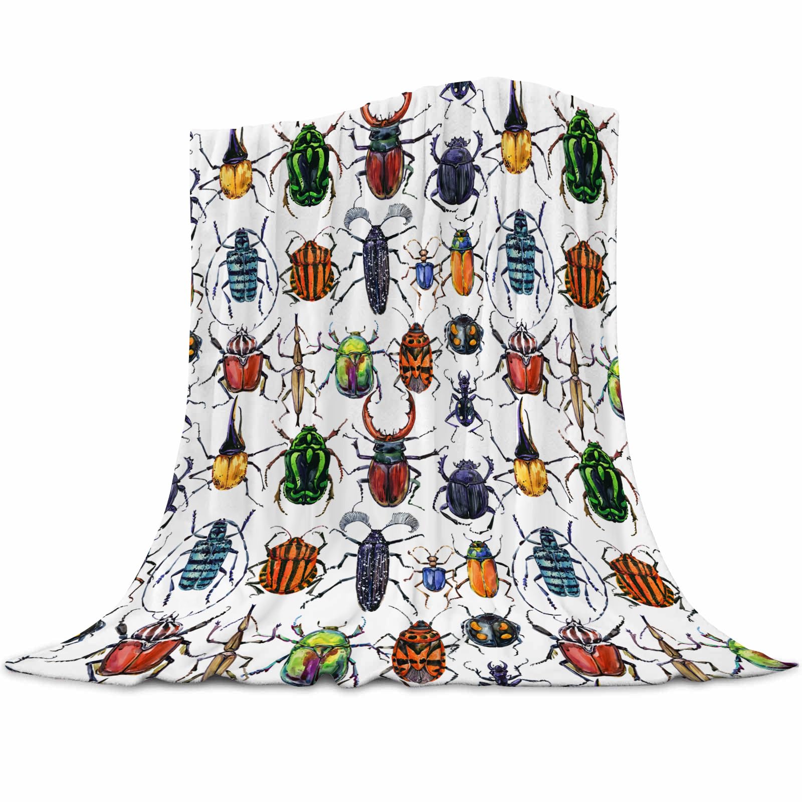 Amazon.com: Colorful Beetle Insect Throw Blanket, Super-Soft Flannel ...