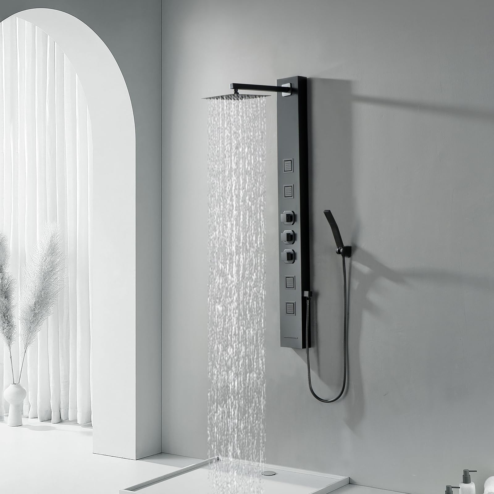 Stainless Steel Shower Wall Panels Inart LED Rainfall Modular Shower