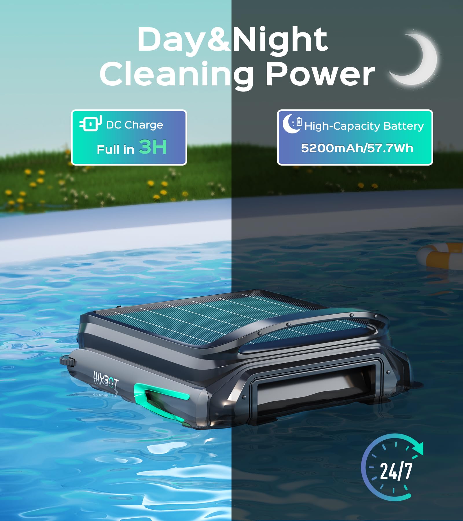 Snapklik.com : (2025 Upgraded) F1 Solar Powered Robotic Pool Skimmer 24 ...