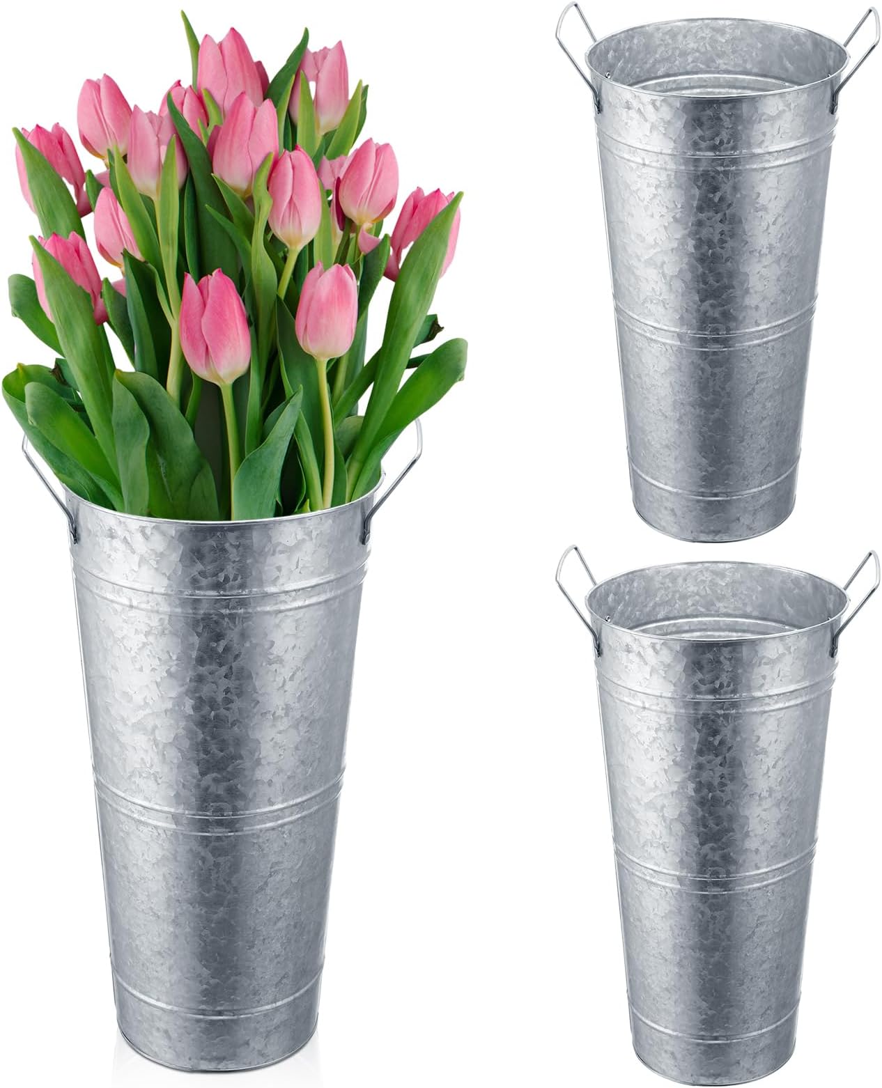 Amazon.com: Lallisa 6 Pcs Galvanized Flower Bucket Metal Vase Bulk 13.8 ...