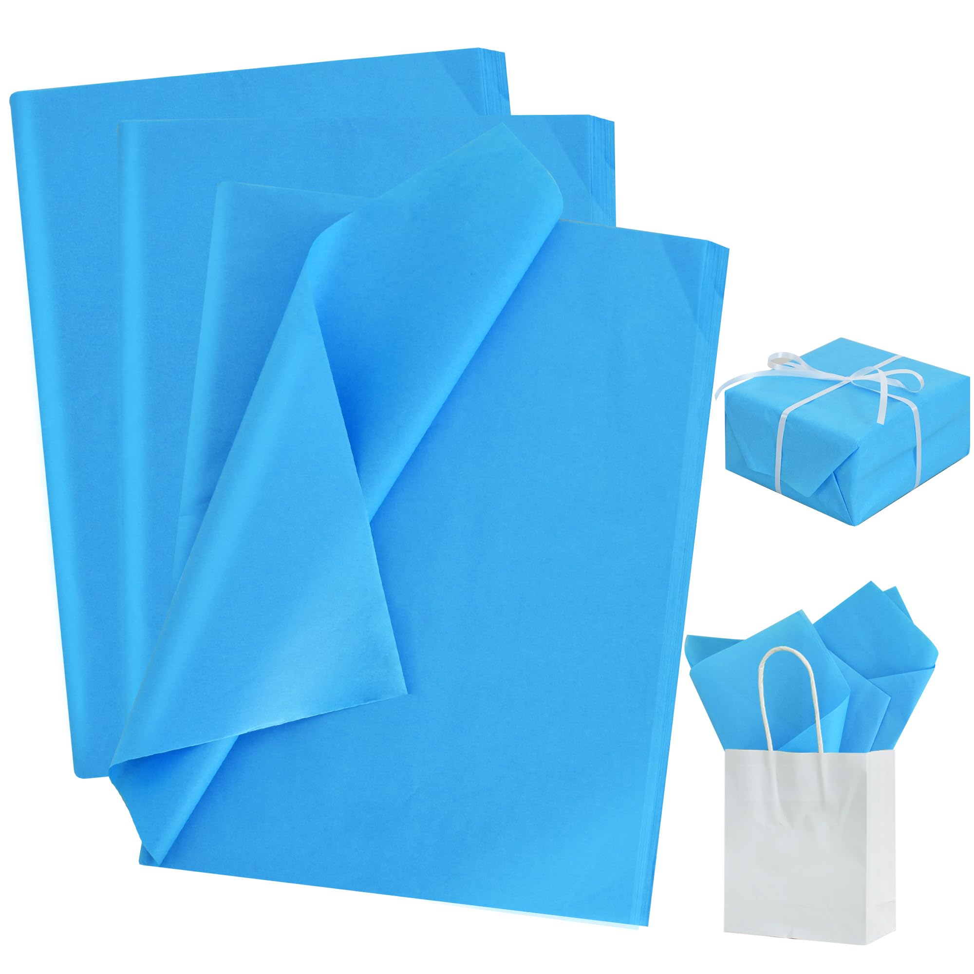 Amazon.com: BEISHIDA 100 Sheets Blue Tissue Paper, Blue Wrapping Paper ...