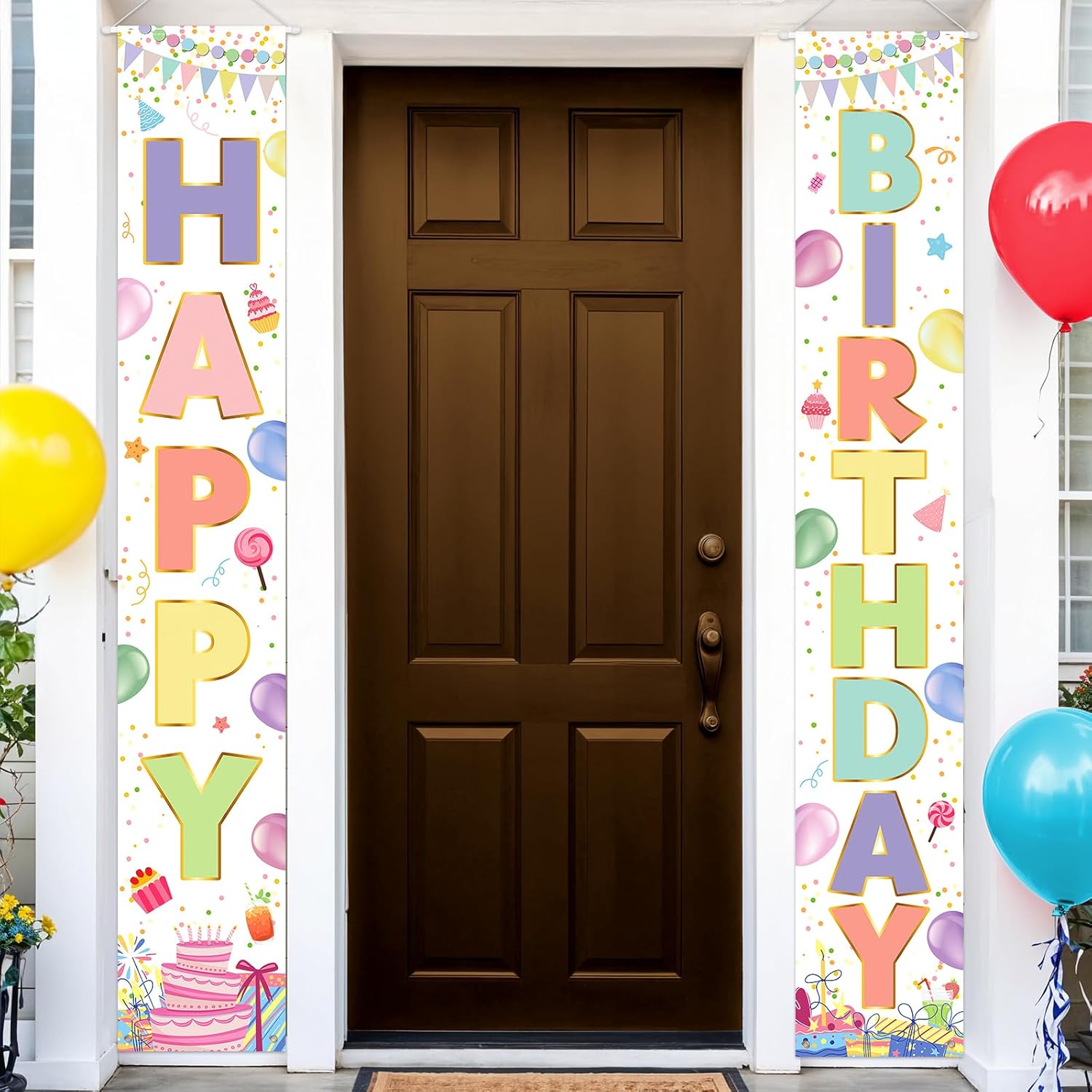Amazon.com: Macaron Happy Birthday Door Banner Birthday Party ...