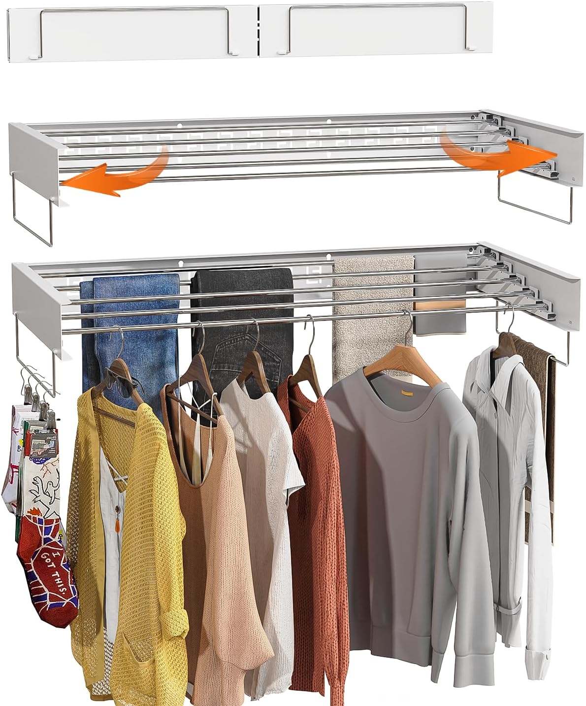 Amazon.com: GKTG Retractable Drying Rack,Wall Mounted Drying Rack ...