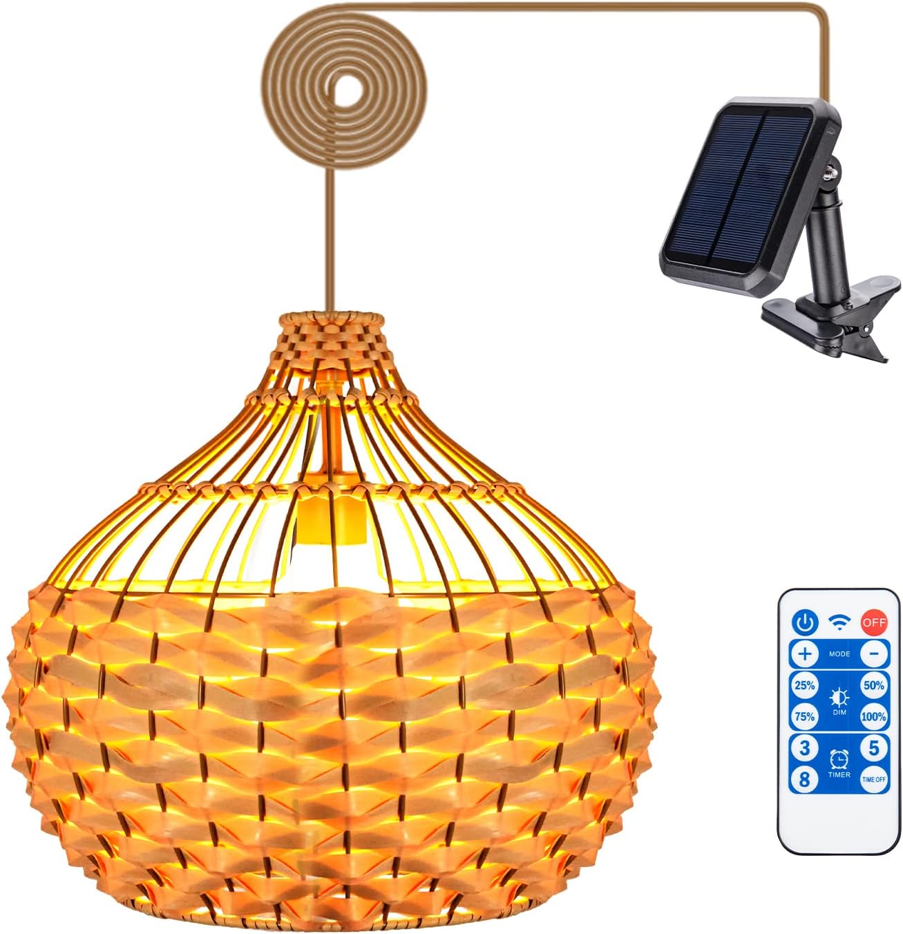 Wonder Solar Pendant Lights Outdoor - Rattan Hanging Lantern with ...