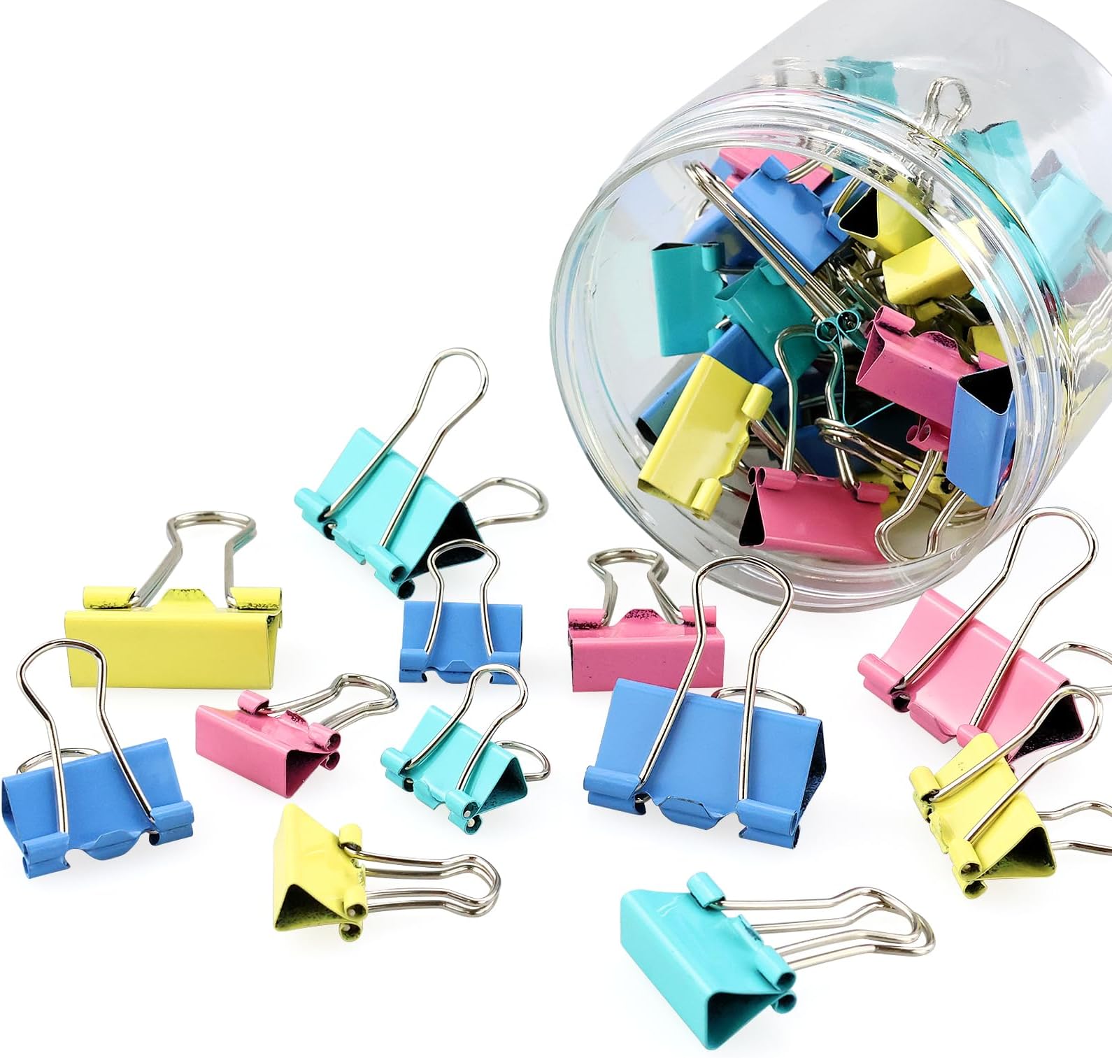 50pcs Colored Binder Clips, 3 Sizes Metal Foldback Clips - 15mm/19mm ...