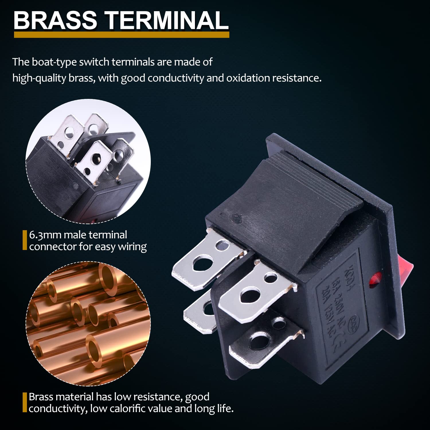 Snapklik.com : 2Pcs KCD2 Rocker Switch ON/Off AC 10A/125V 6A/250V DPST ...