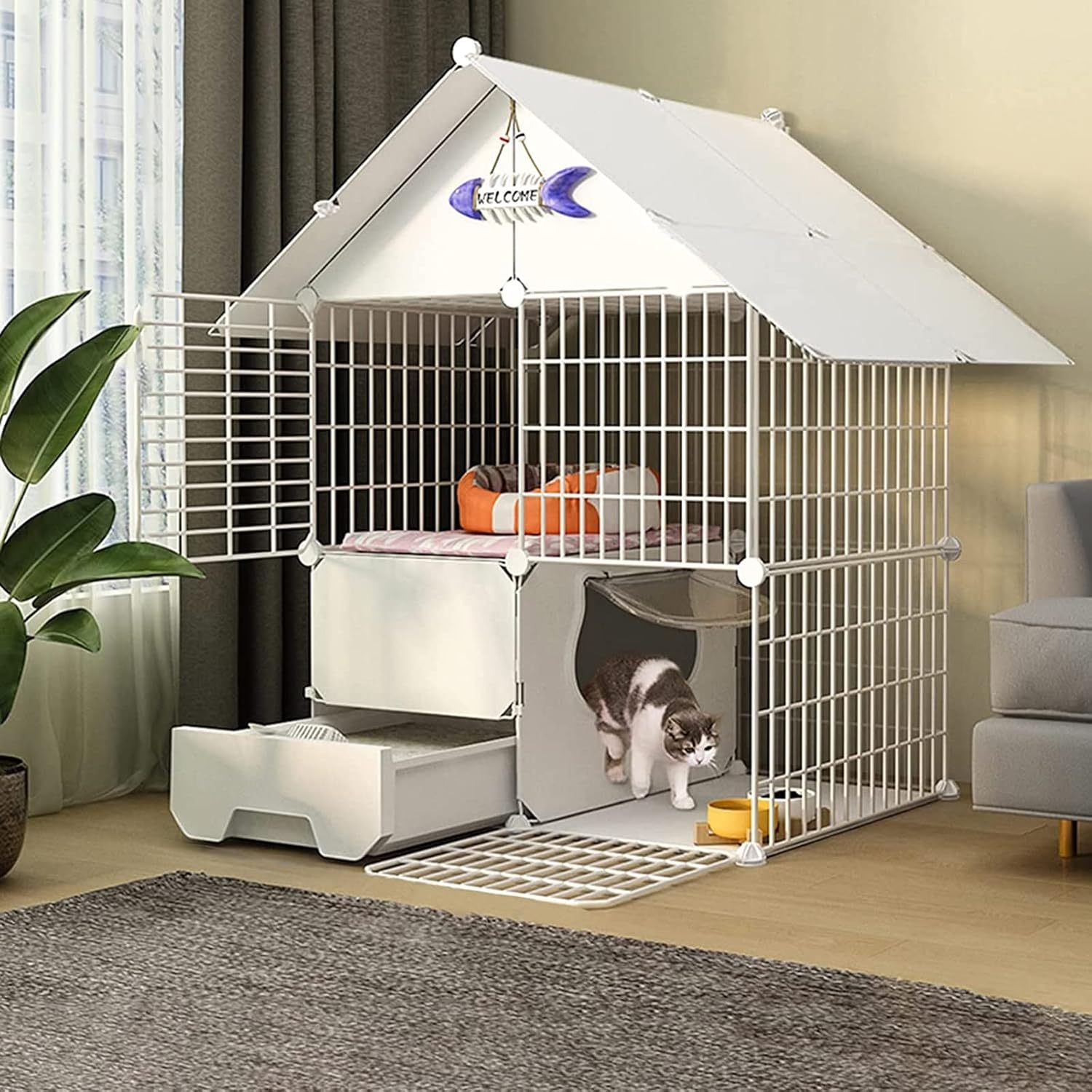 2-3 Tier Cat Cage, Cat Cages Indoor Large With A Litter Tray ...