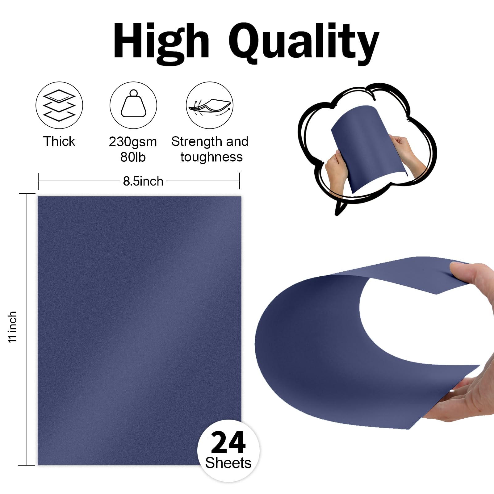 Snapklik.com : Navy Blue Shimmer Cardstock 8.5 X 11 Navy Blue Paper, 24 ...