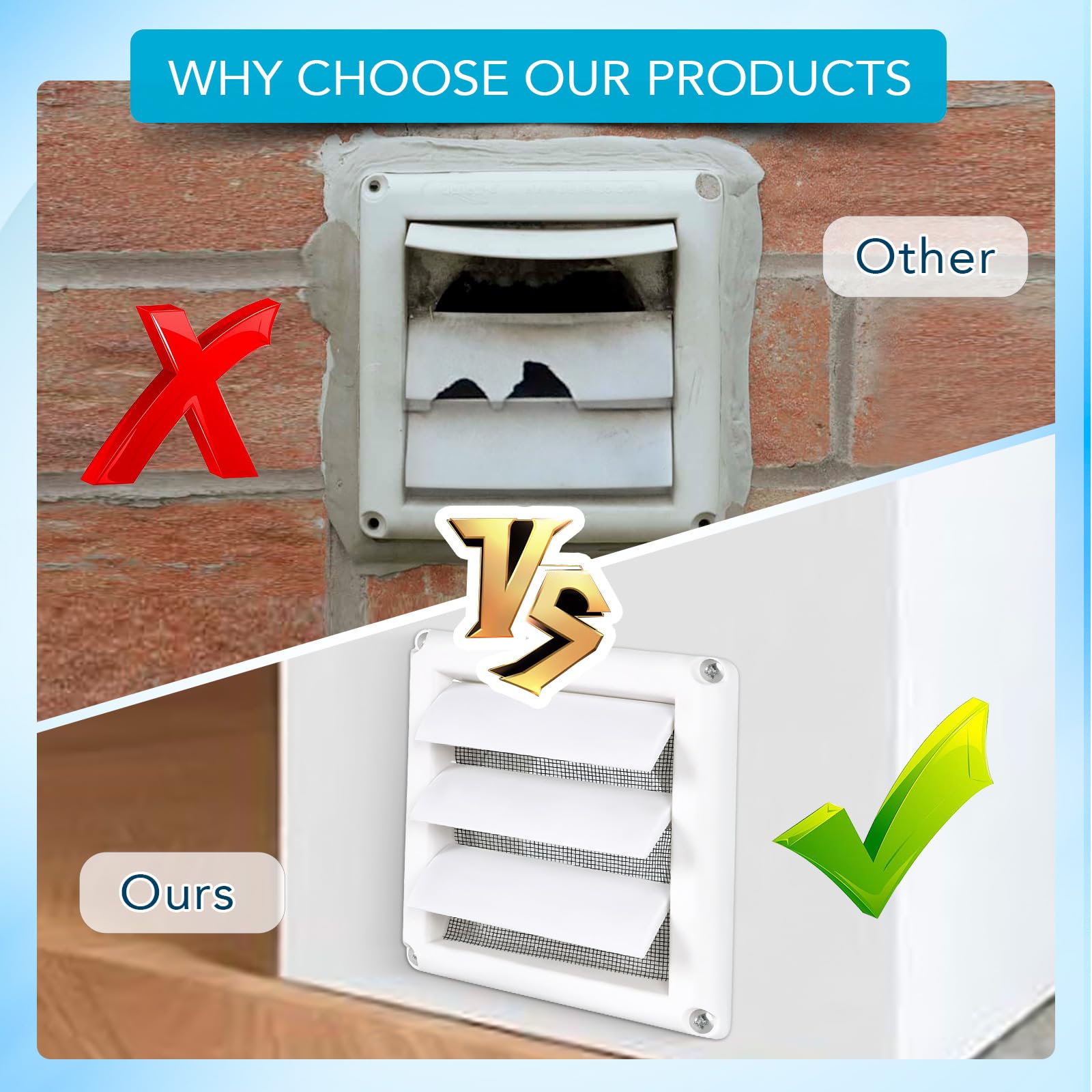 Snapklik.com : 4 Louvered Dryer Vent Cover, White Plastic Louvered ...