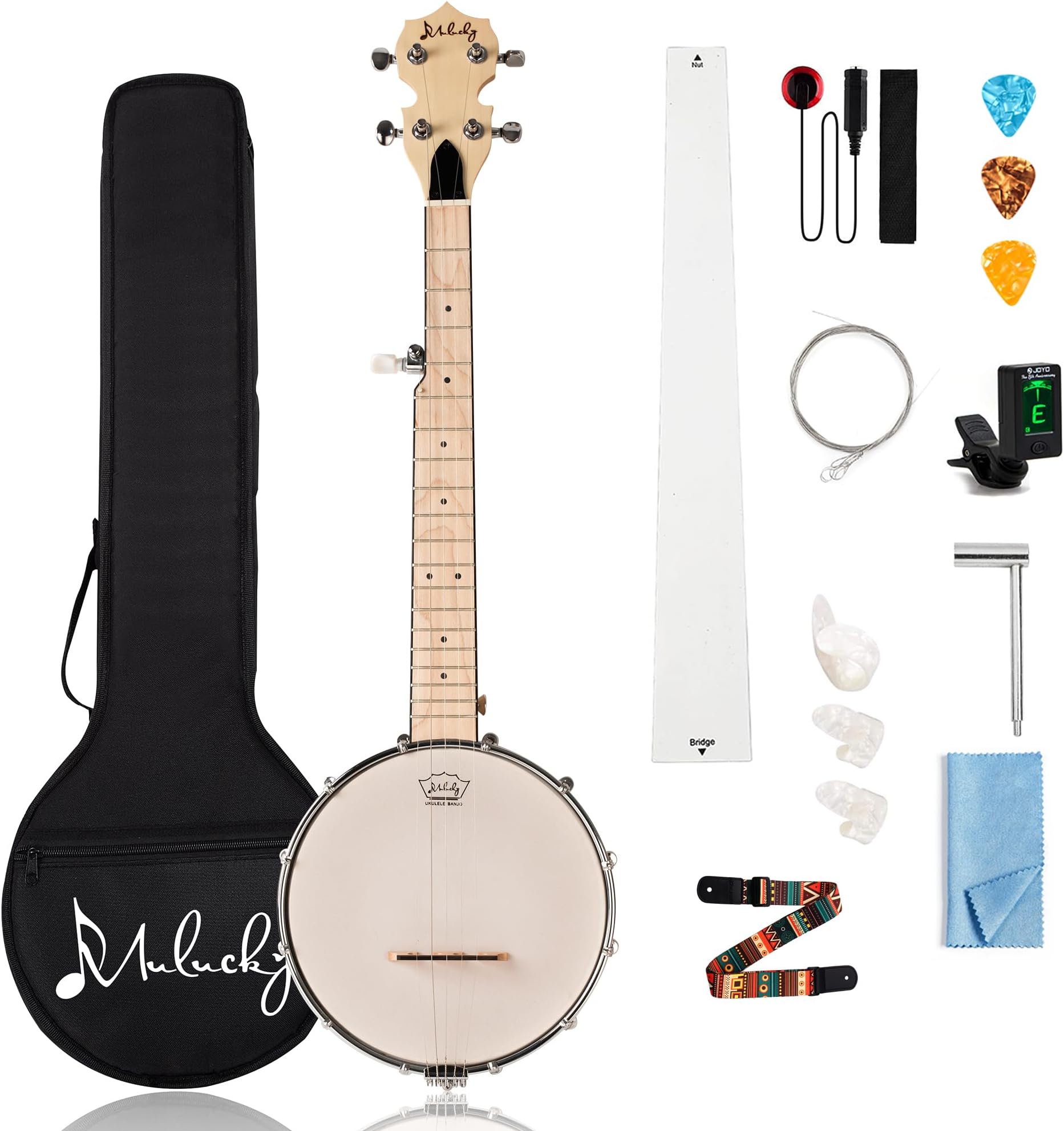 Amazon.com: 5 String Banjo Mini - Mulucky 26 Inch Travel Banjo Maple ...