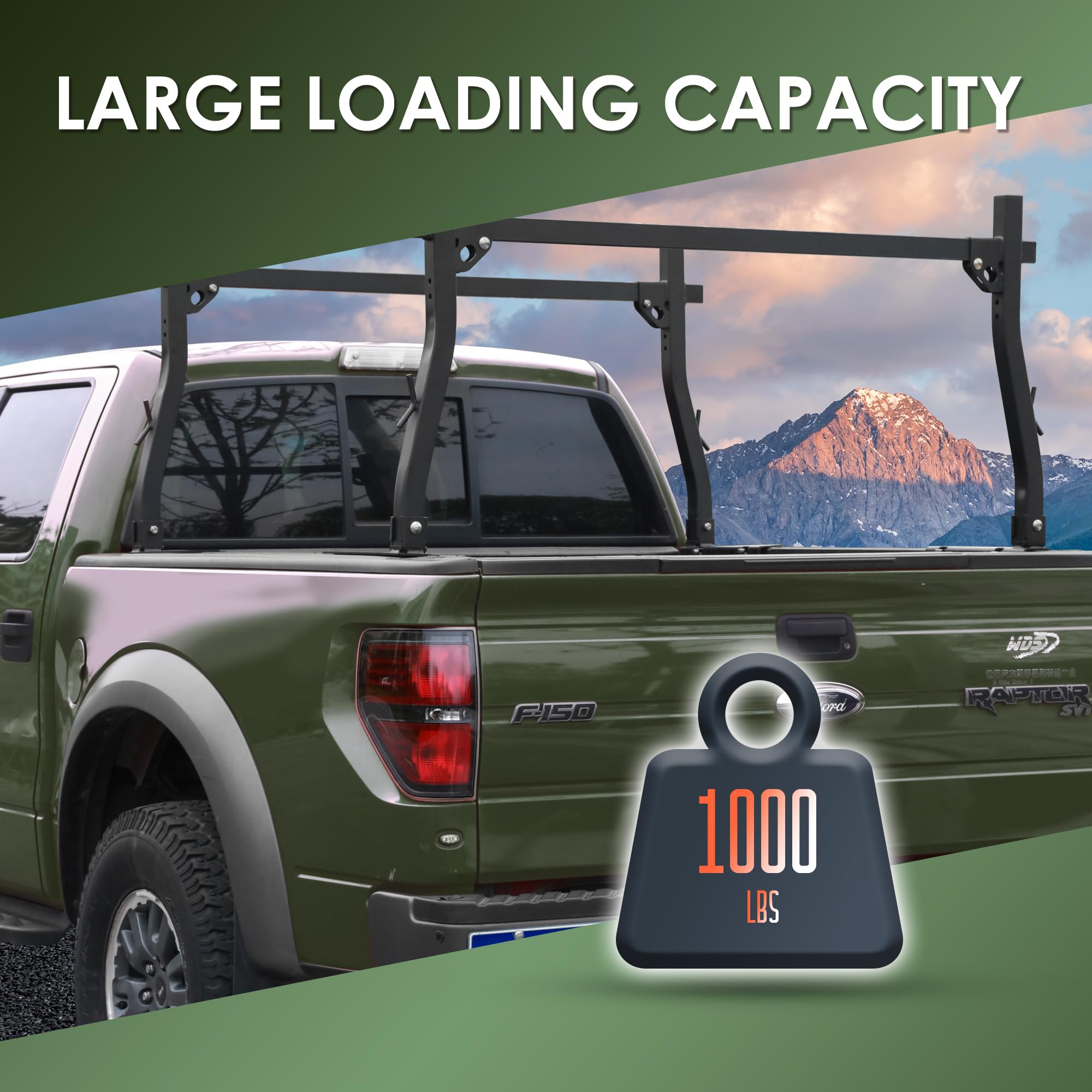 Snapklik.com : Steel Truck Ladder Rack, 1000lbs Loading Capacity ...
