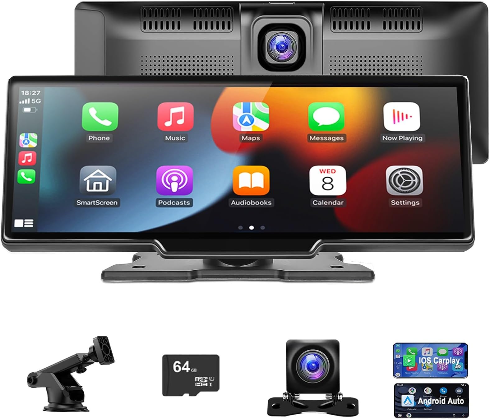 Wireless Android Carplay Screen, 10.26-Inch Car Stereo Audio Receiver ...