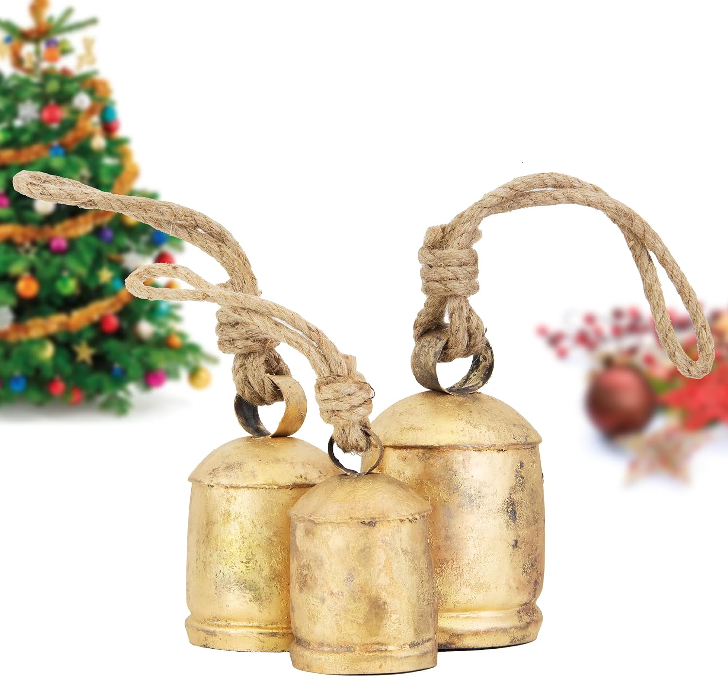 Amazon.com: Vintage Rustic Cow Bell Christmas Bell Set - Shabby Chic ...