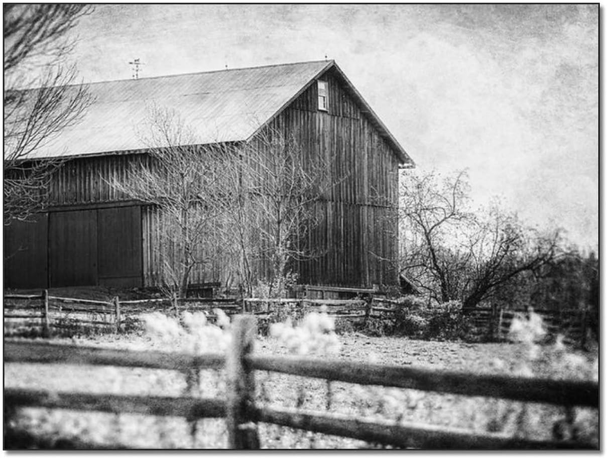 Amazon.com: Black and White Old Barn Wall Art Dark Farm Wall Art Rustic ...