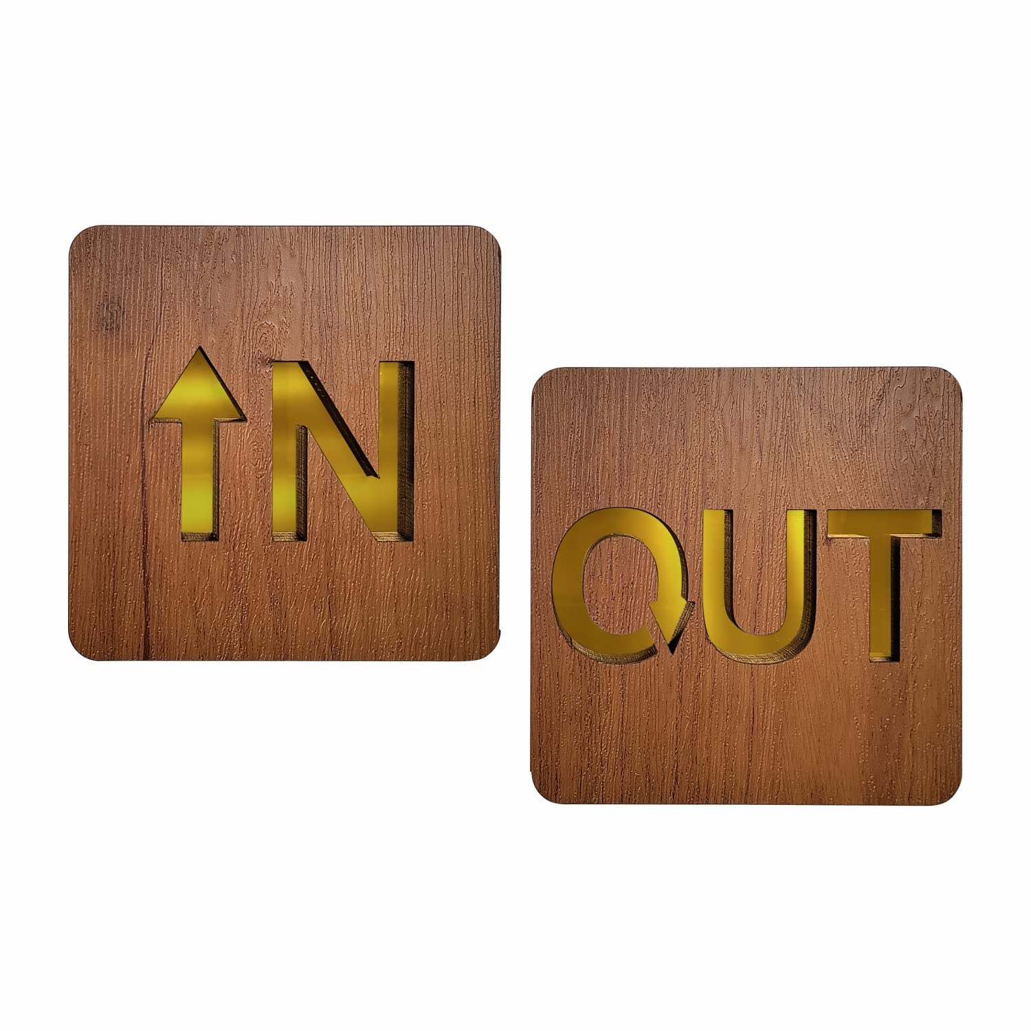 Set of In Out High quality MDF Sign Board Signage Plate with 3M ...