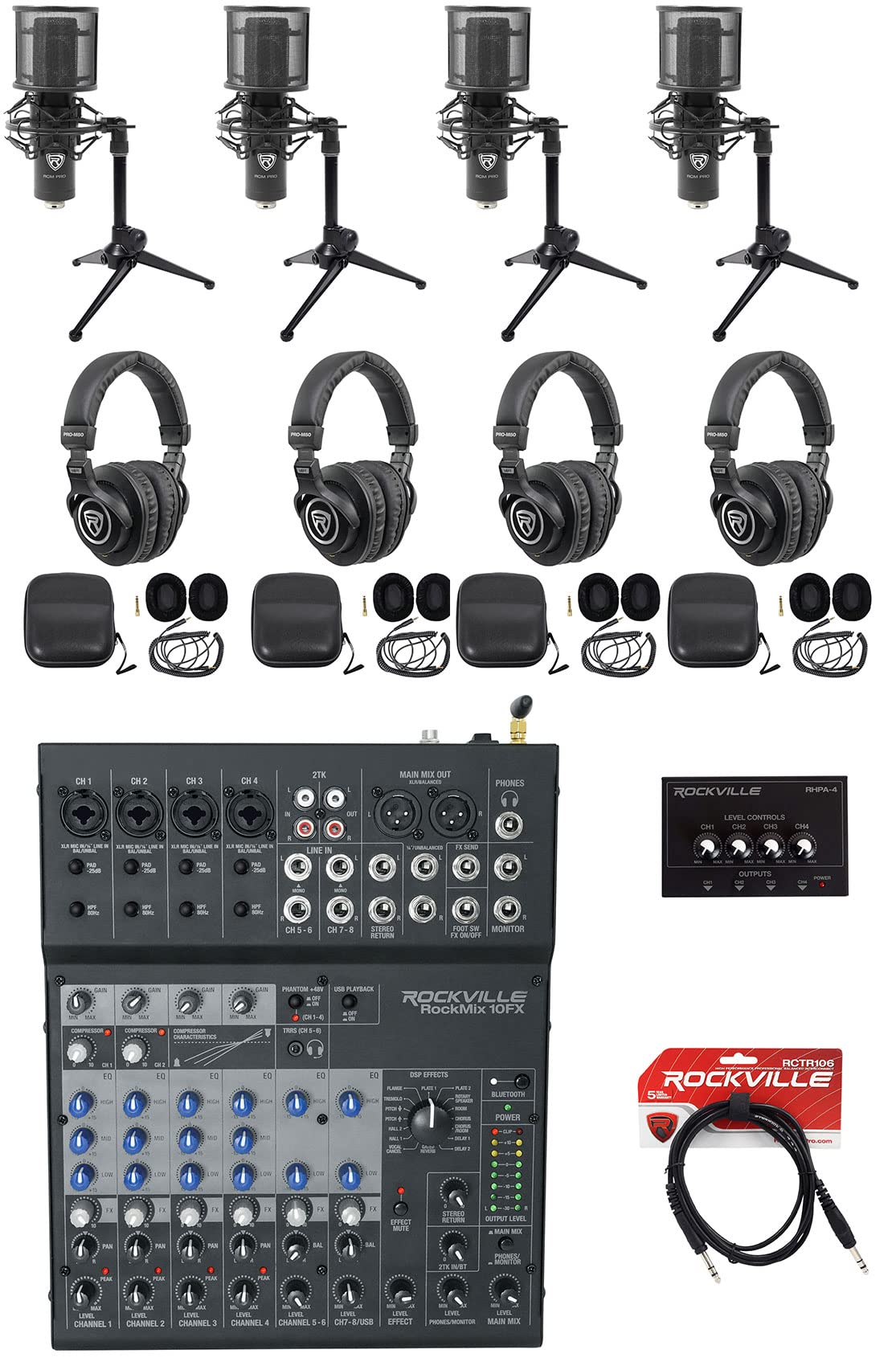 Amazon.com: Rockville ROCKMIX 10FX 10 Chan Mixer USB Computer Recording ...