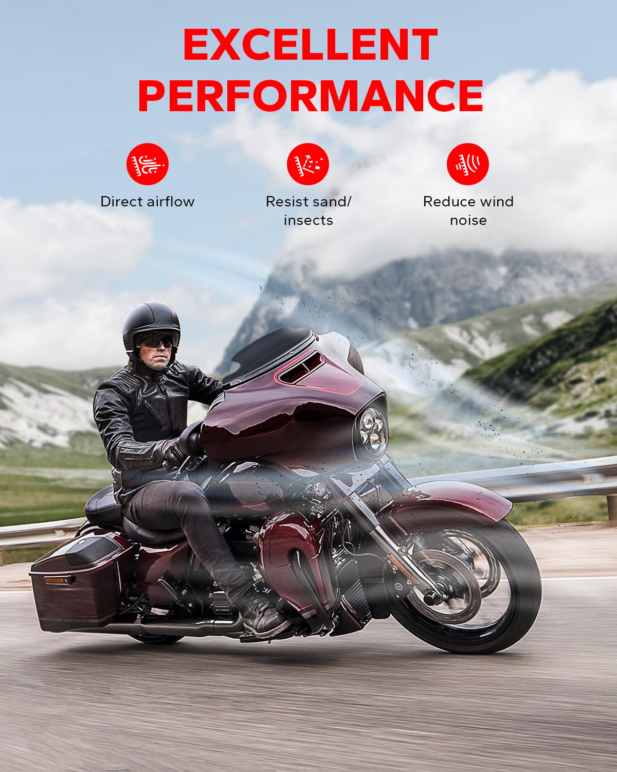 Snapklik.com : Black 4.5" Wave Windshield Windscreen Compatible For Harley Davidson Touring ...