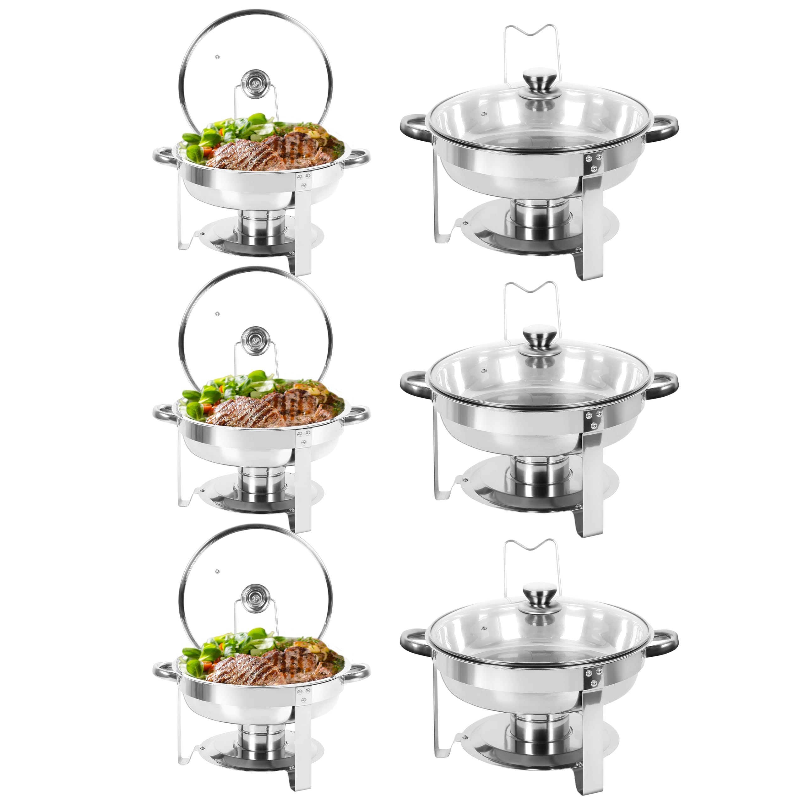 Amazon.com: IMACONE Chafing Dish Buffet Set of 6, 5QT Round Stainless ...