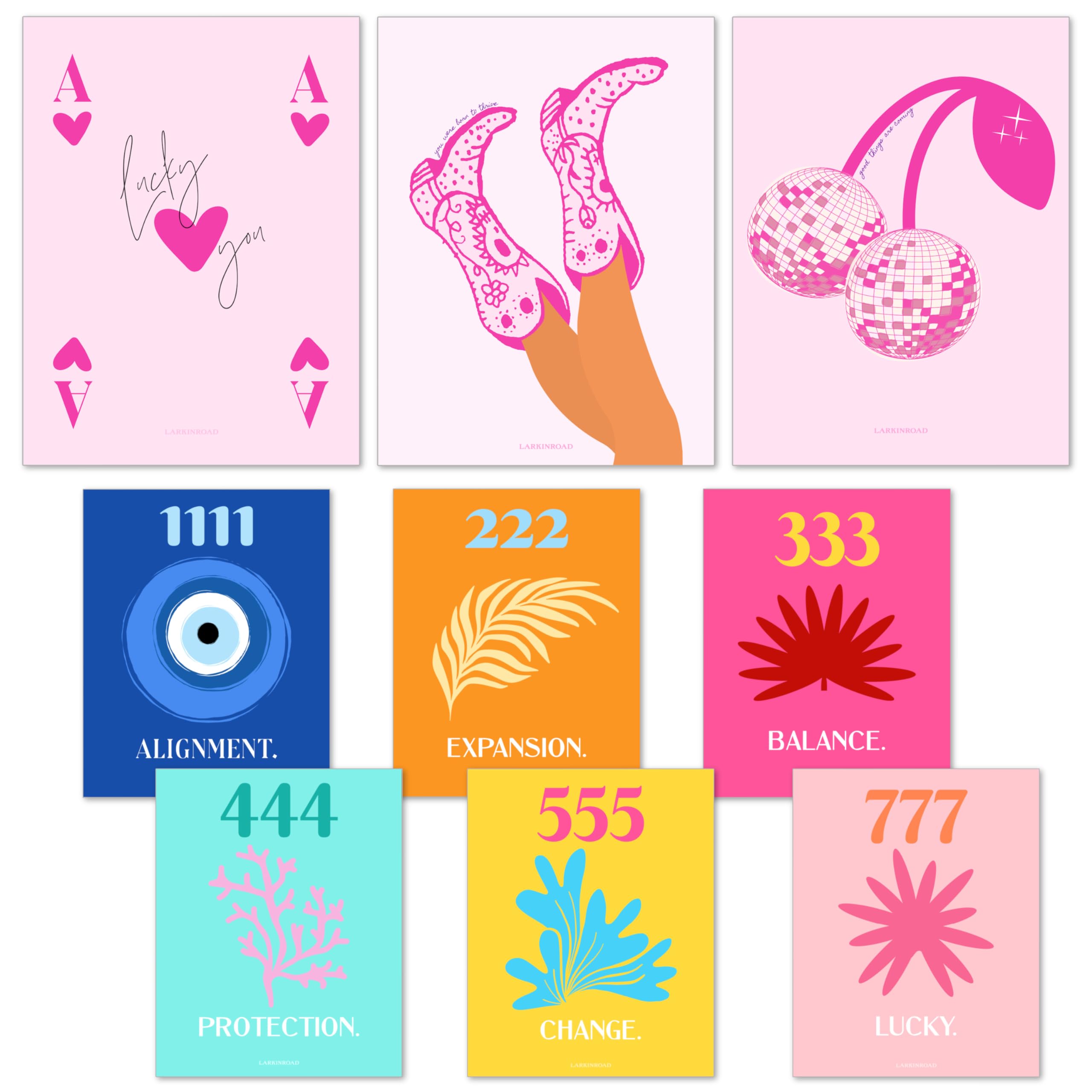 Amazon.com: LARKINROAD Preppy Poster Gift Pack: Pink Room Decor - 9 ...