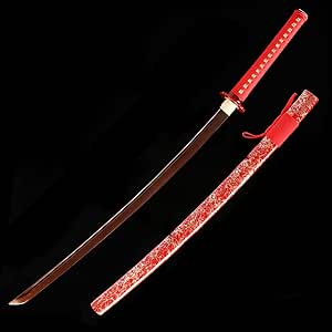Amazon.com : TRUEKATANA Red Katana, Handmade Japanese Katana Sword ...