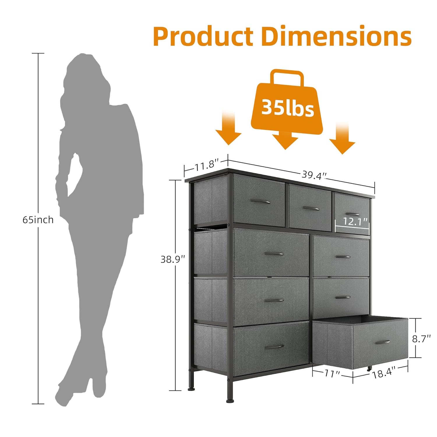 Flrrtenv Chest of Drawer with 9 Drawers, Modern Bedroom Cabinte, 9 ...