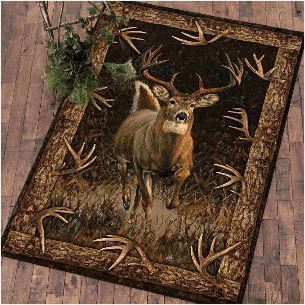 Amazon.com: Little by Little Deer Hunting Area Rug,Wildlife Area Rugs ...