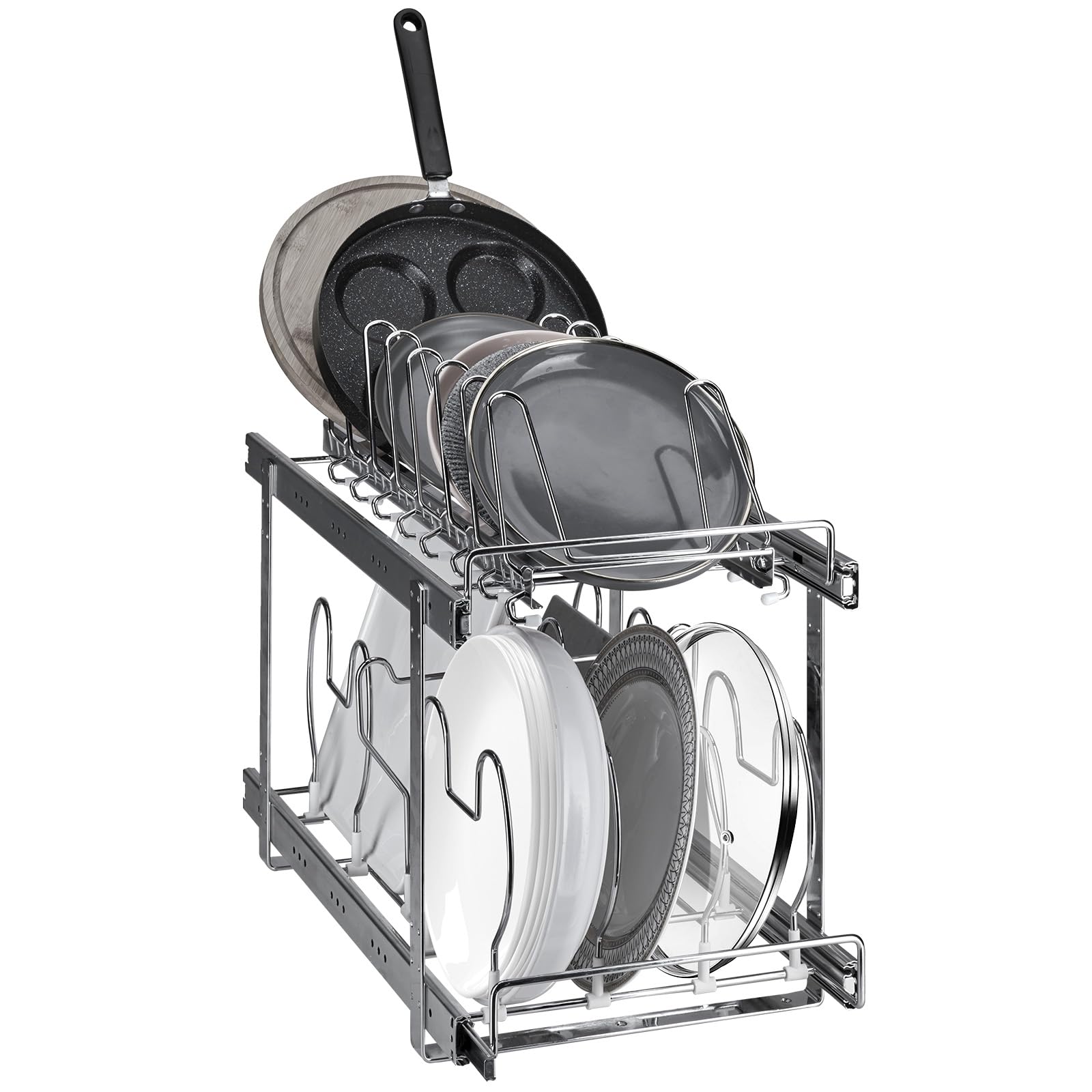 VEVOR Pan and Pot Rack, 2-Tier Expandable Pull Out Under Cabinet ...