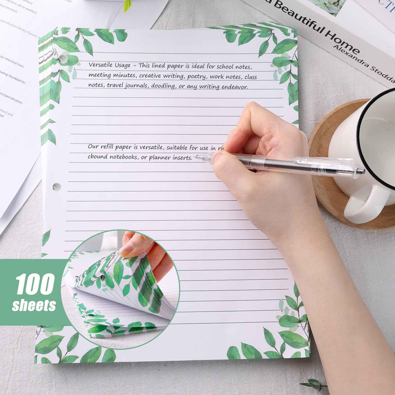 Snapklik.com : 100 Sheets Refill Lined Paper, 3-Hole Punched Paper 8.5 ...