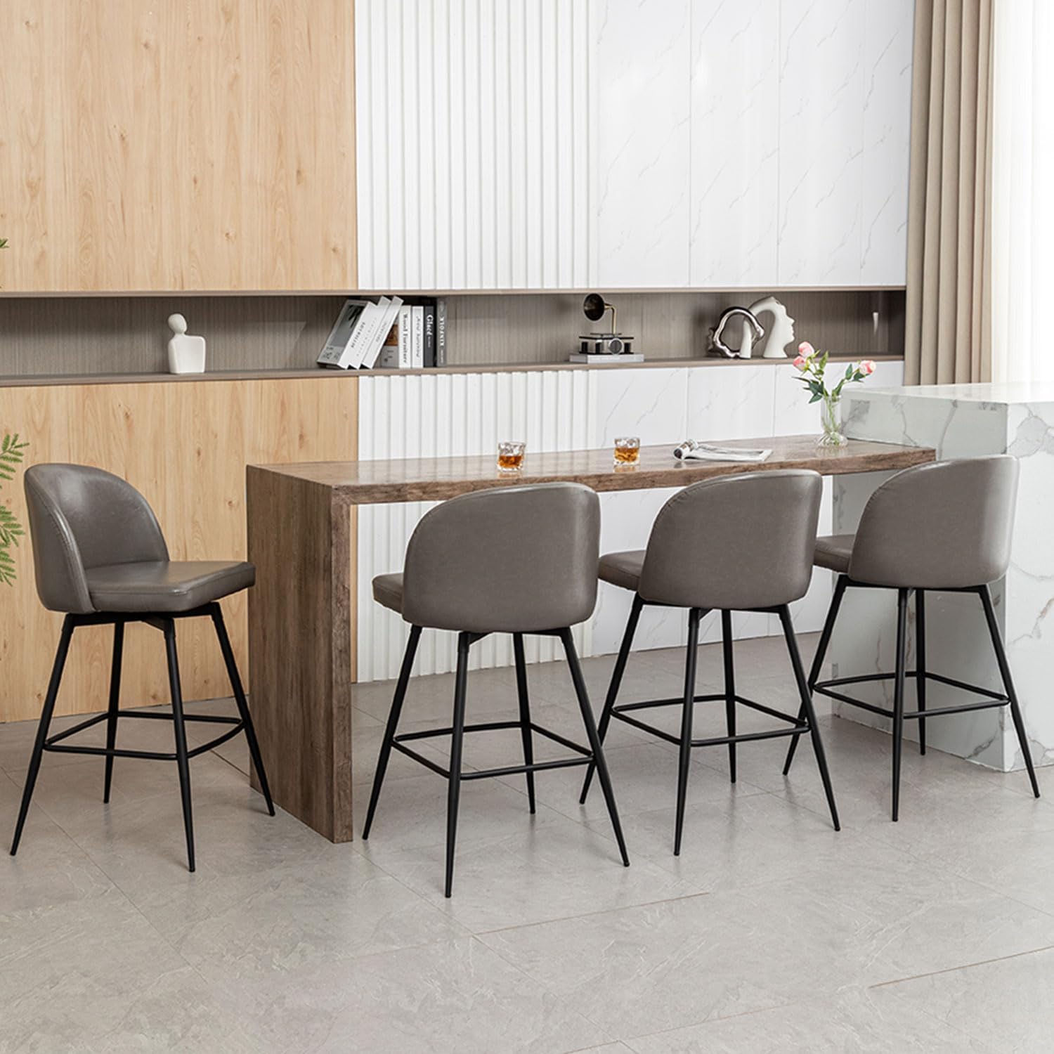 Amazon.com: Canxkun Leather Bar Stools Set of 4, 27 inch Modern Counter ...