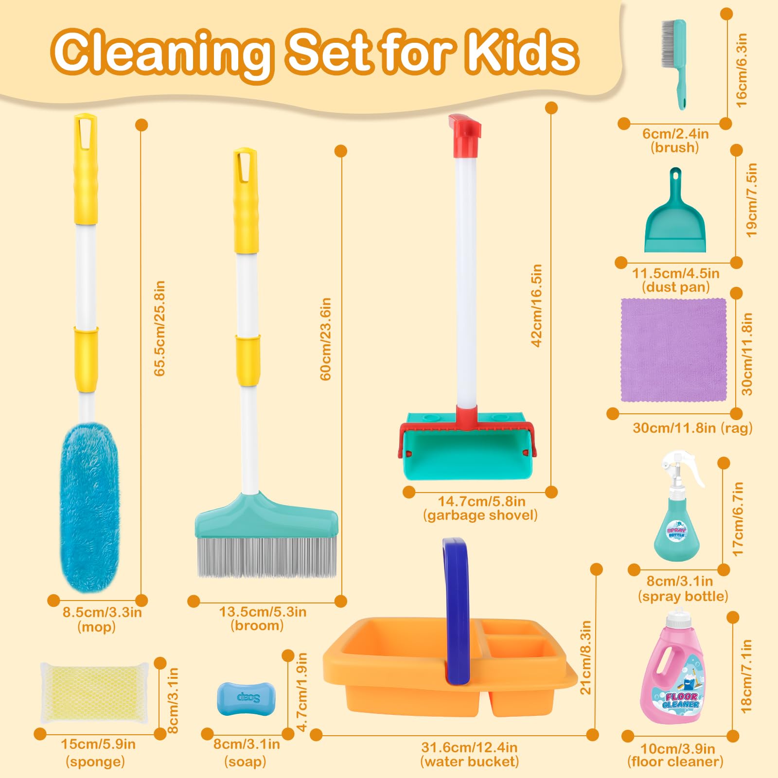 Snapklik.com : Kids Cleaning Set 16 Pcs Toddlers Housekeeping Pretend ...