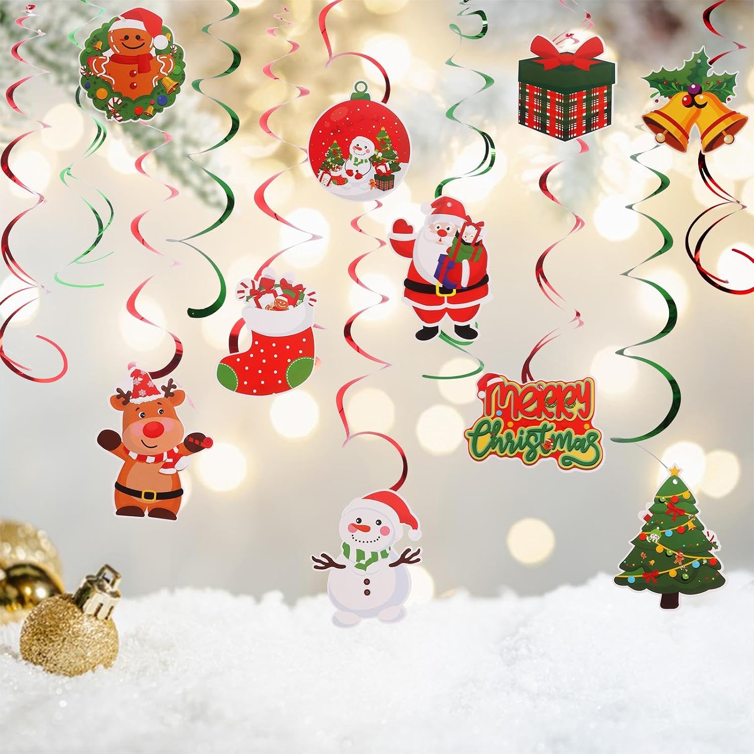 Zaewry Christmas Hanging Foil Swirl Decorations Set, Christmas Hanging ...