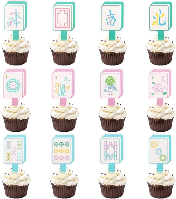 Amazon.com: 48pcs Mahjong Cupcake Toppers, Mahjong Cup Cake Picks Funny ...