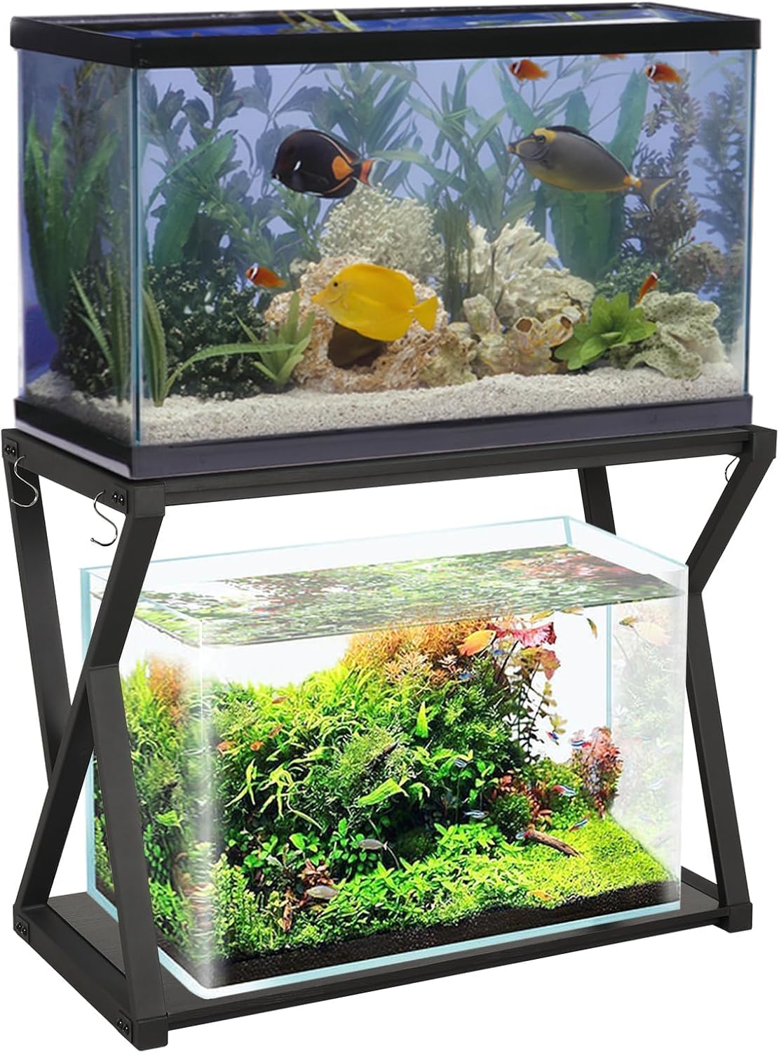 SMONTER 40+20 Gallon Fish Tank Stand, Metal & Wood Heavy Duty Aquarium ...