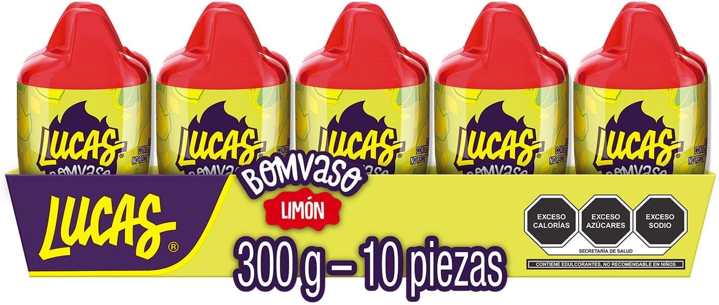 Lucas Bomvaso dulce con chicle limón 10 piezas de 30g - 300g : Amazon ...
