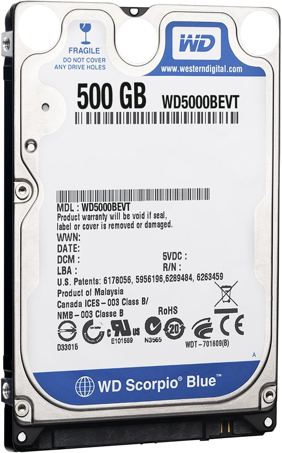 Western Digital WD5000BEVT Scorpio Blue 500GB Hard-Disk interno (6,4 cm ...