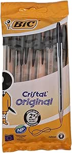 Amazon.com : Bic Cristal Original Smudge Free Ballpoint Pens, Ideal for School, Black, Medium ...